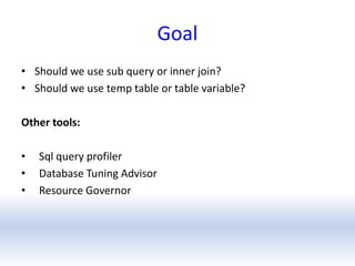 Sql query performance analysis | PPT