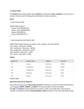 SQL Query Practice questions for the same | DOCX