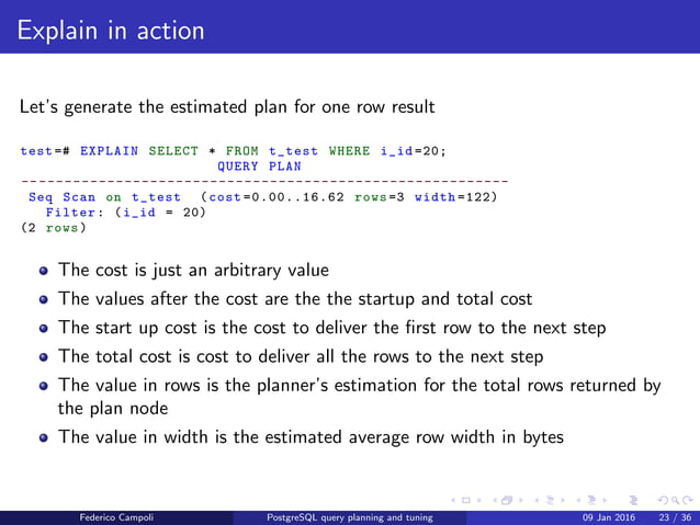 PostgreSql query planning and tuning | PDF