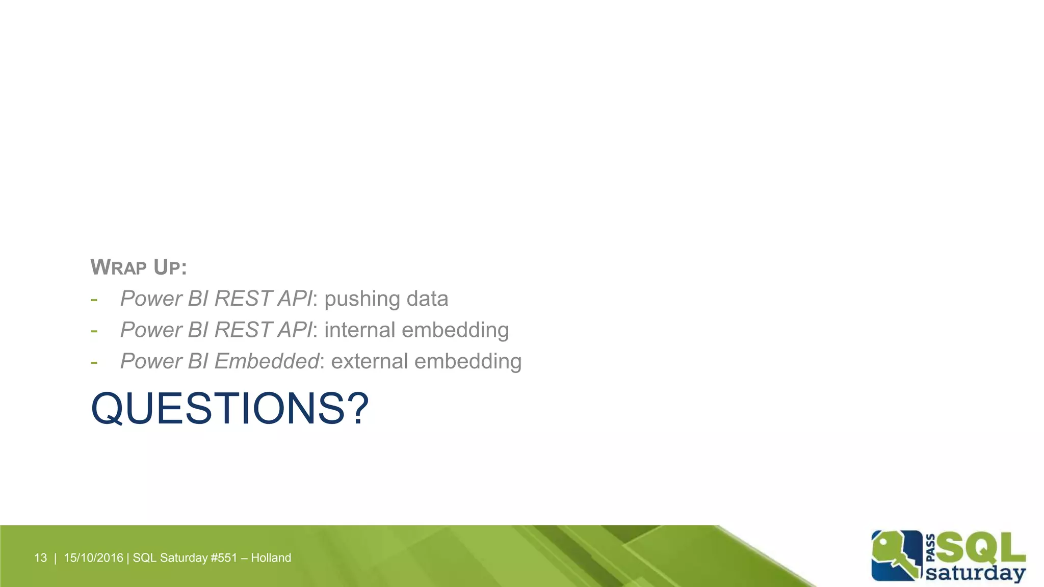 SQLSaturday 551 - Extending Power BI | PPT