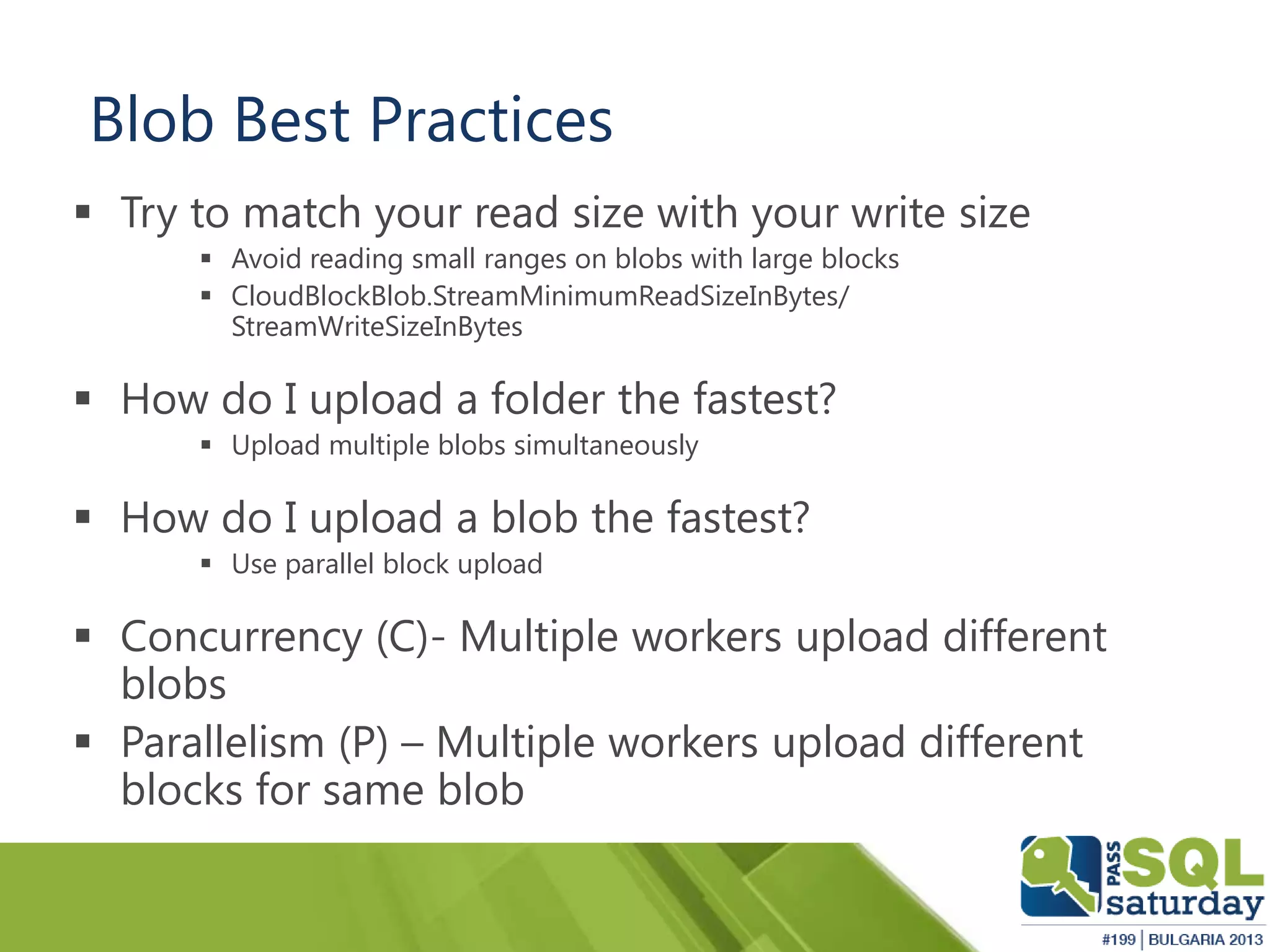 Windows Azure Storage: Overview, Internals, and Best Practices | PPTX