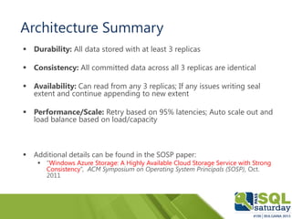 Windows Azure Storage: Overview, Internals, and Best Practices | PPTX