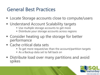 Windows Azure Storage: Overview, Internals, and Best Practices | PPTX