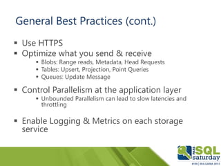 Windows Azure Storage: Overview, Internals, and Best Practices | PPTX