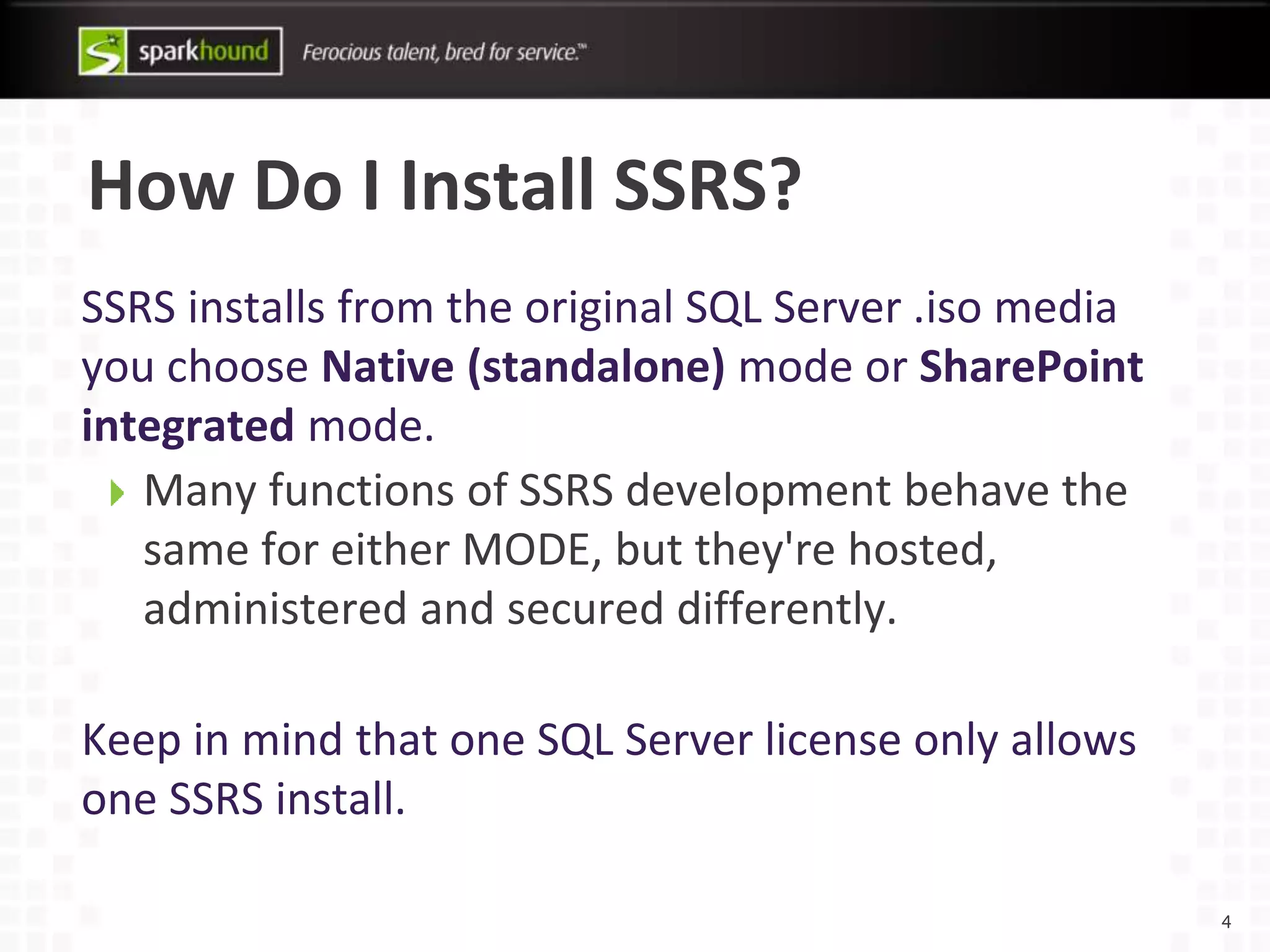 SQL Server Reporting Services (SSRS) 101 | PPTX