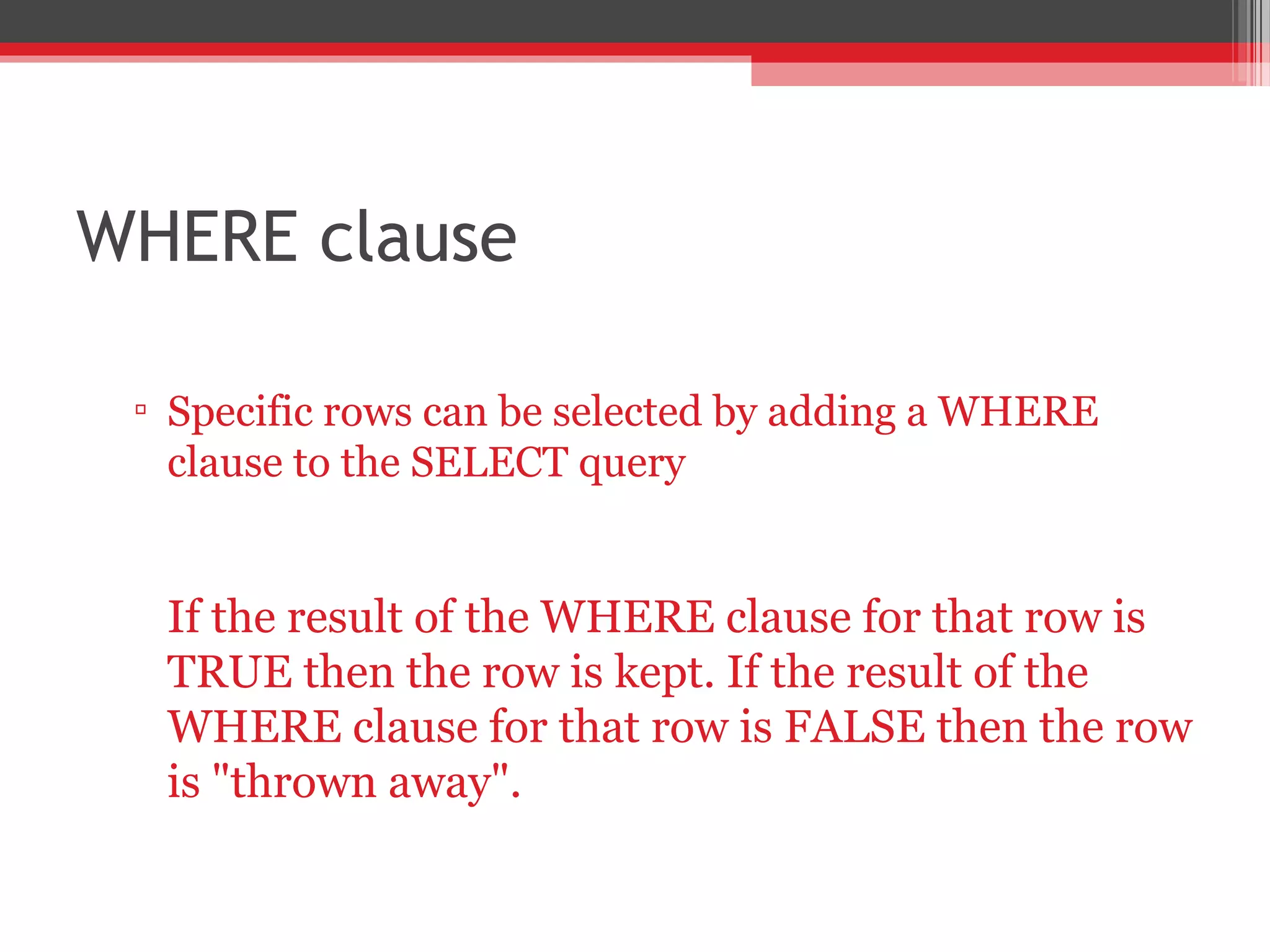 SQL select clause | PPT SQL select clause | PPT