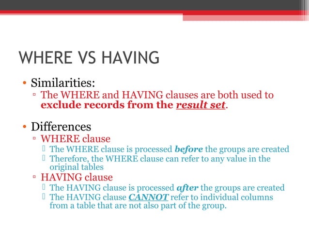SQL select clause | PPT SQL select clause | PPT