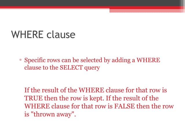Sql Select Clause Ppt Databases Computer Software And Applications 6164