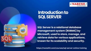 SQL Server Online Training in NareshIT.pdf | Databases | Computer Software and Applications