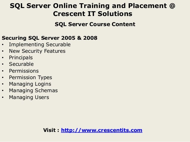 Sqlserver Online Training And Placement Crescent It Solutions