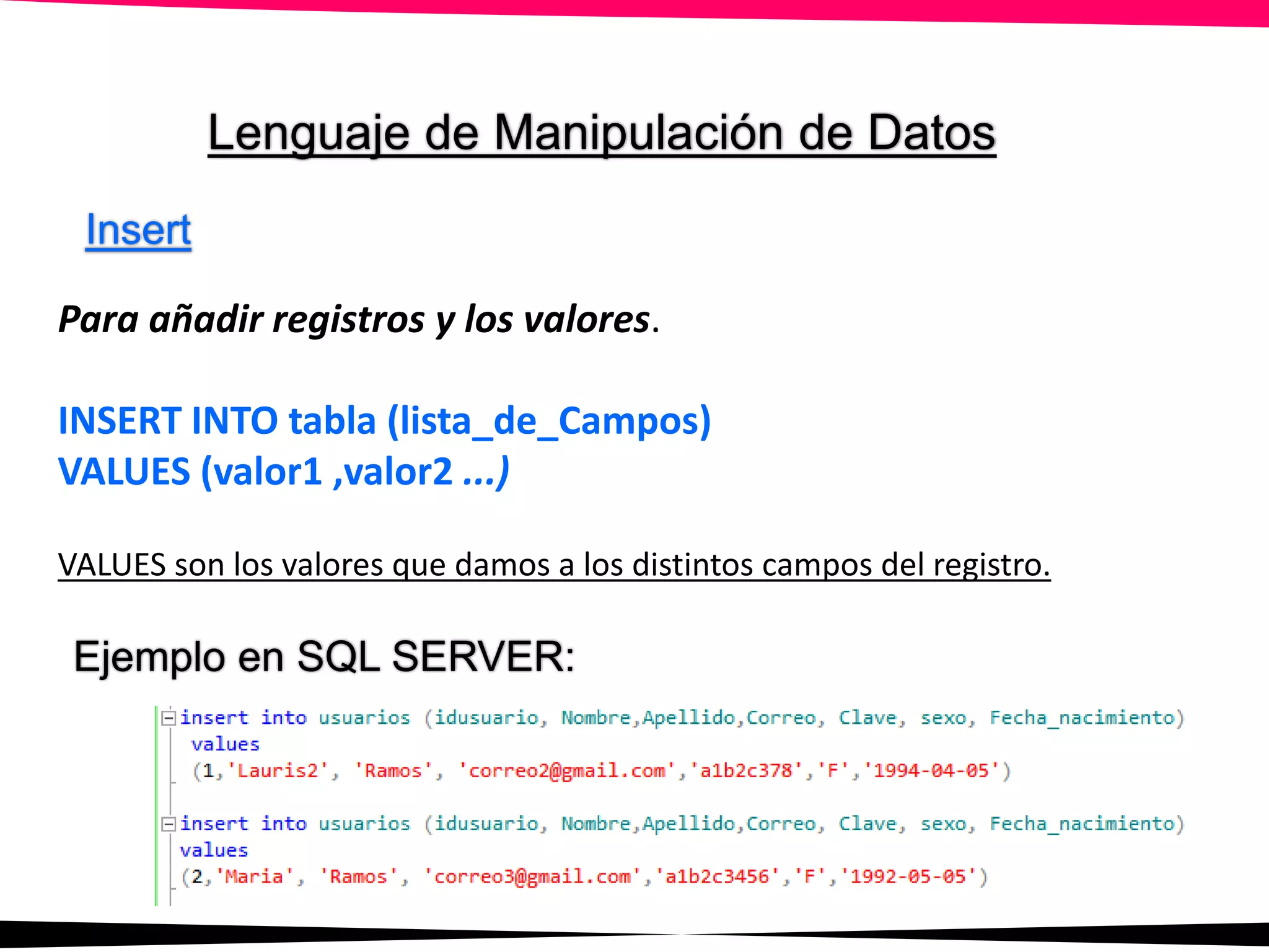 Dml Data Manipulation Languagesqlserver Ppt