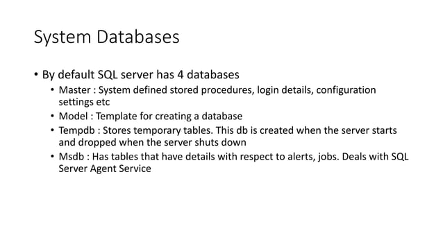 Sql server | PPTX | Databases | Computer Software and Applications