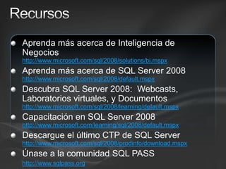 Sql Server Business Intelligence Spanish | PPTX