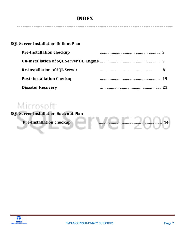 SQL Server 2000 Installation Rollout Backout Plan | PDF