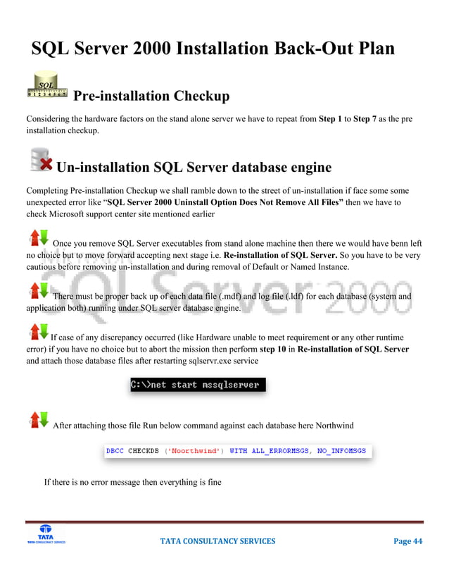 SQL Server 2000 Installation Rollout Backout Plan | PDF