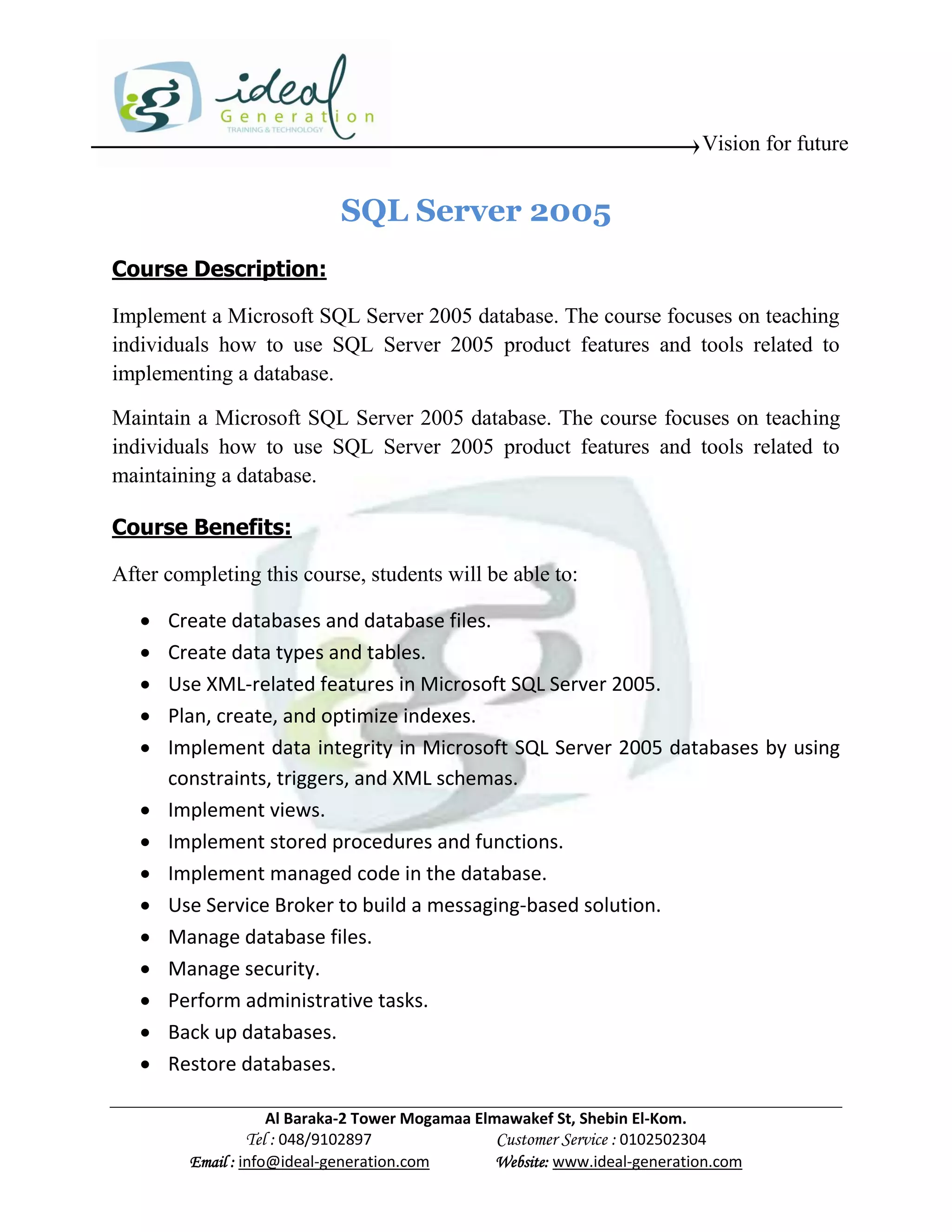 Sql server 2005 | PDF | Databases | Computer Software and Applications
