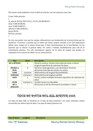 Sql server 2005 (bda)henrry | PDF