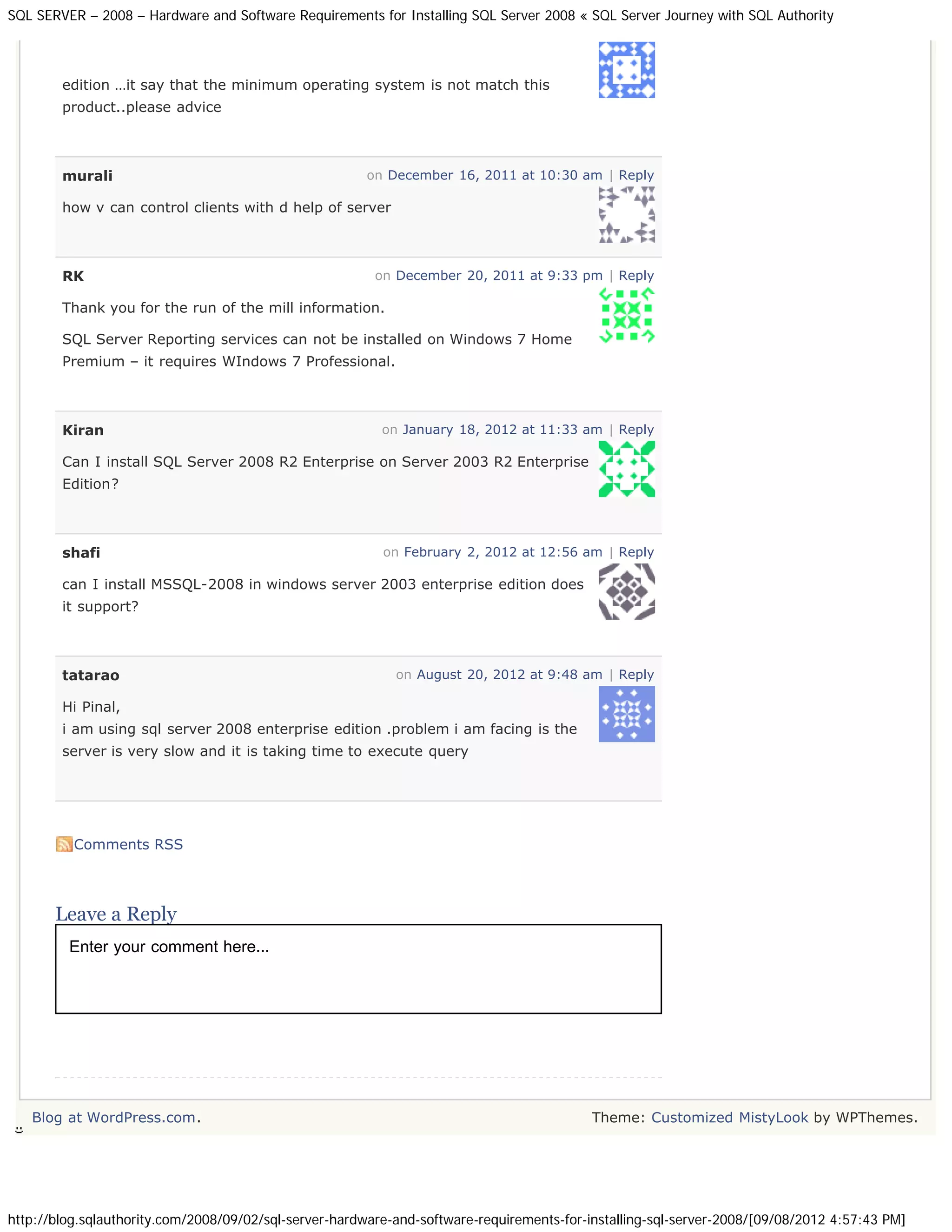 Sql server – 2008 – hardware and software requirements for installing sql se | PDF