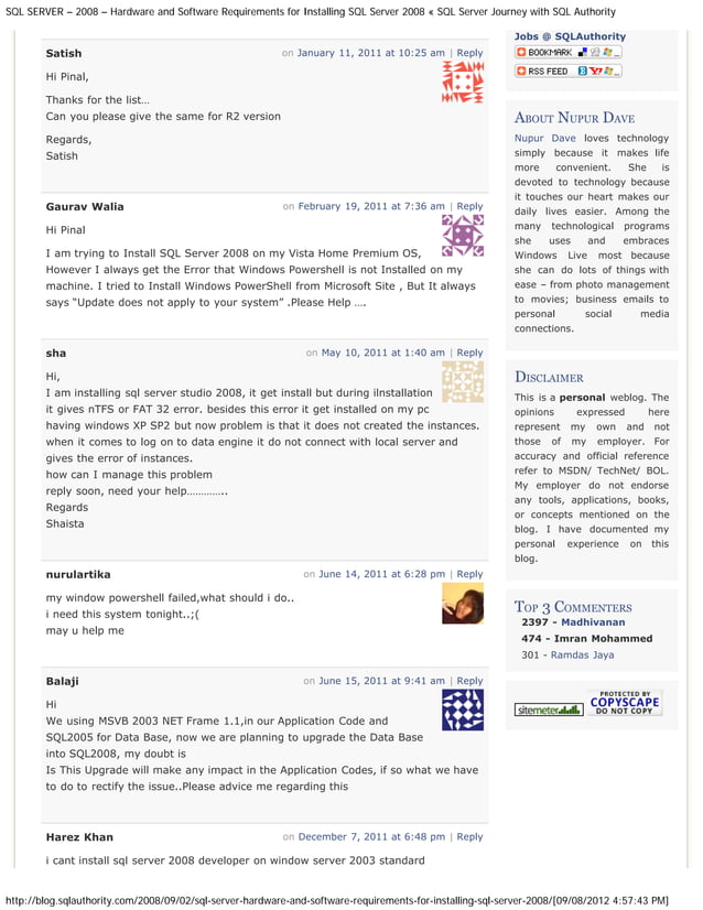 Sql server – 2008 – hardware and software requirements for installing sql se | PDF