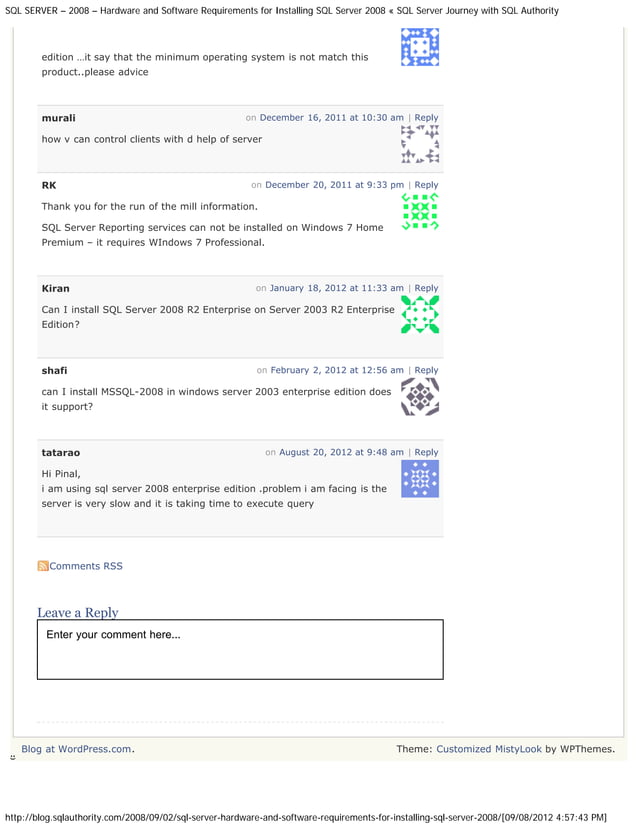 Sql server – 2008 – hardware and software requirements for installing ...