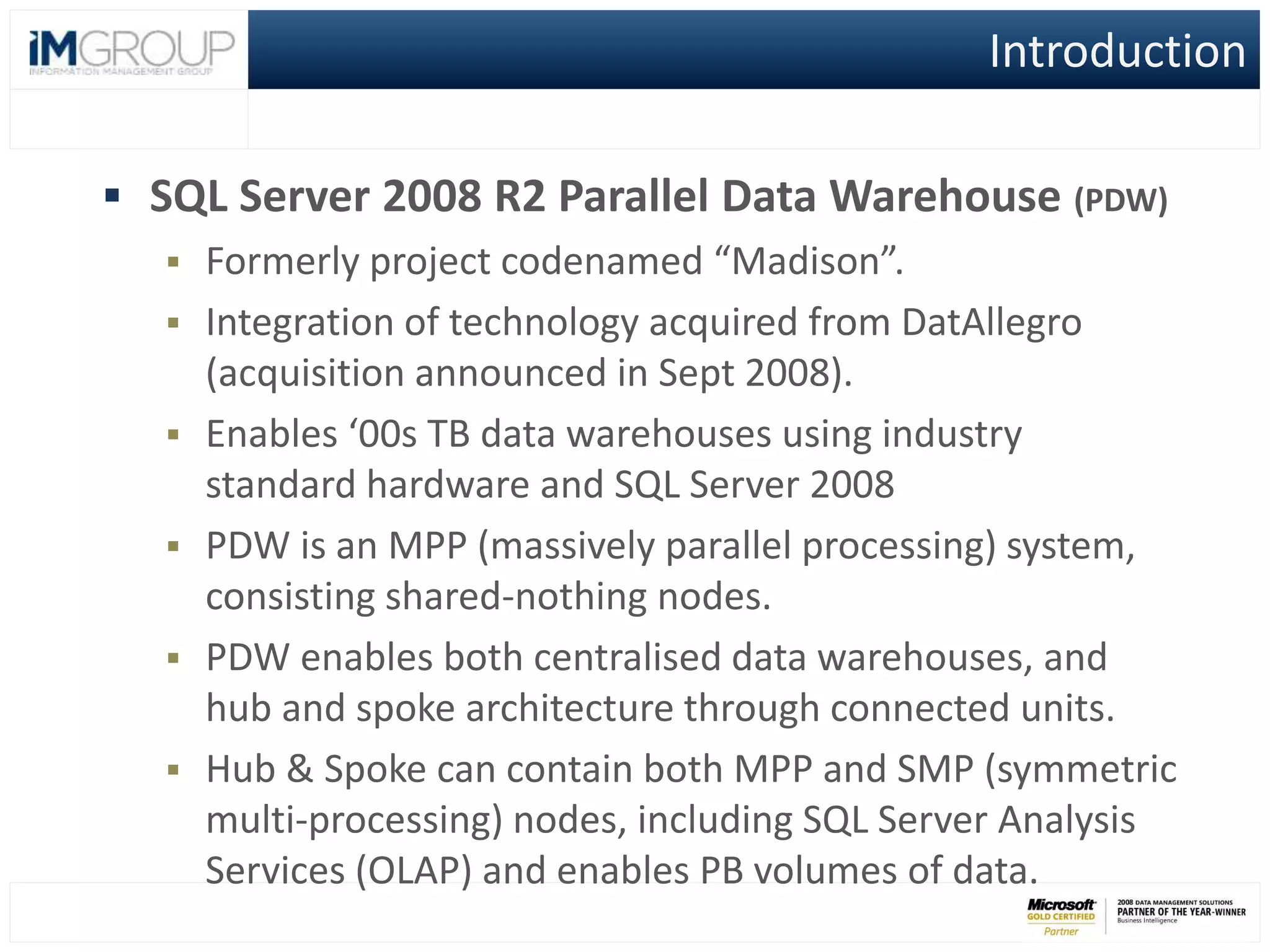 SQL Server 2008 R2 Parallel Data Warehouse | PPT