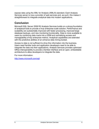 Sql server 2008 r2 analysis services overview whitepaper | DOCX | Web Development | Internet