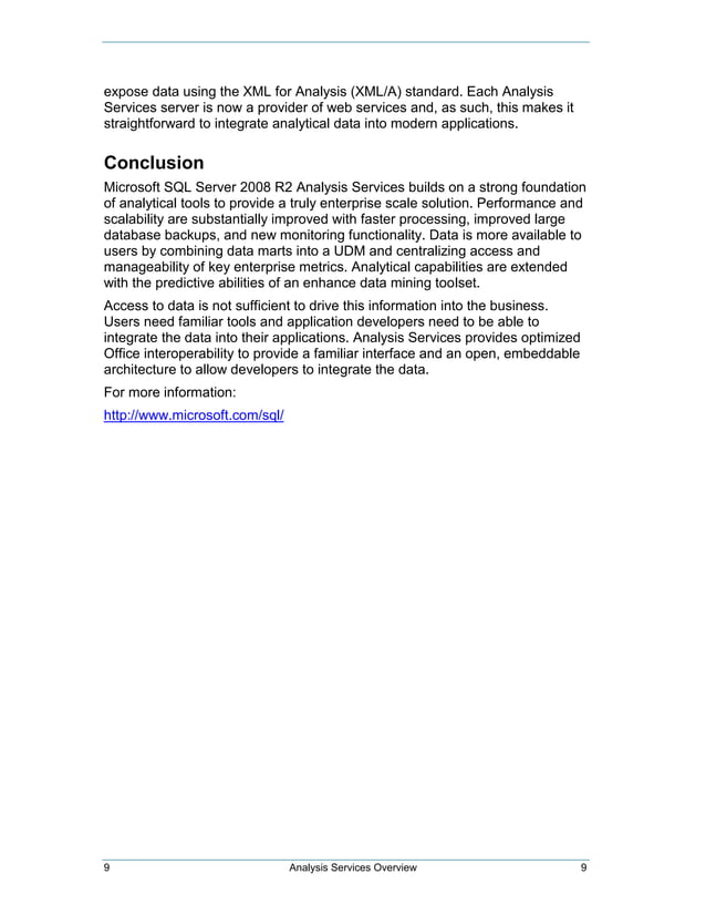 Sql server 2008 r2 analysis services overview whitepaper | PDF