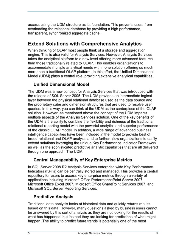 Sql server 2008 r2 analysis services overview whitepaper | PDF