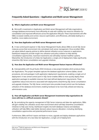 Sql server 2008 r2 application and multi server management fa qs | DOCX