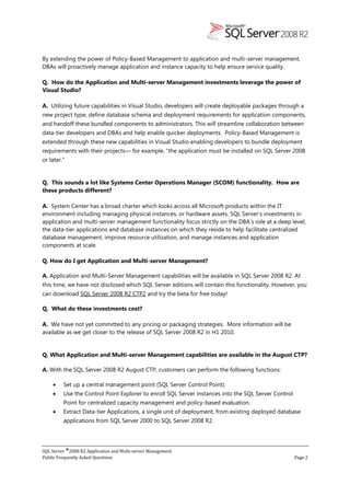 Sql server 2008 r2 application and multi server management fa qs | DOCX