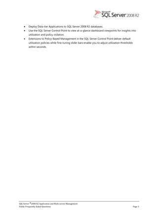 Sql server 2008 r2 application and multi server management fa qs | DOCX