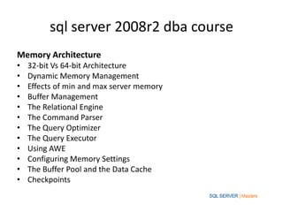 Sql server 2008r2 dba course | PPT