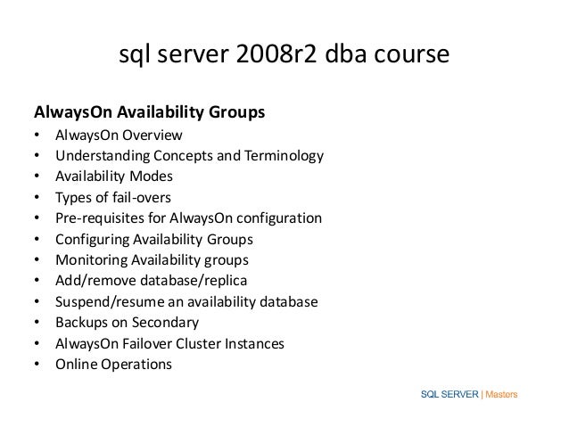 Sql Server 2008r2 Dba Course