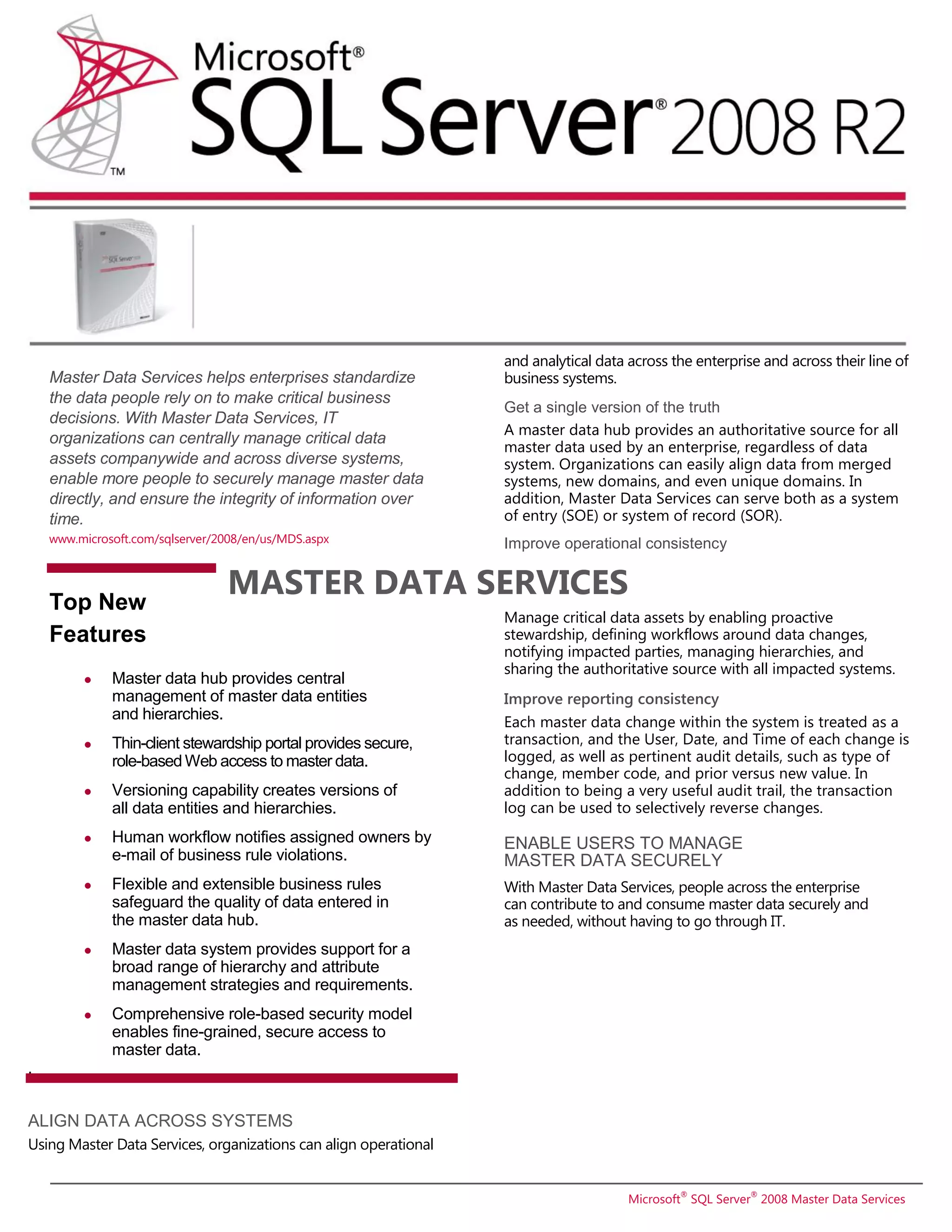 Sql server2008 r2_mds_datasheet | PDF