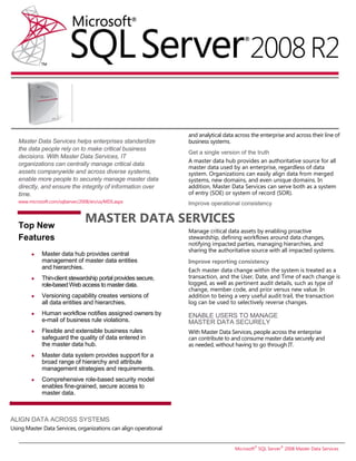 Sql server2008 r2_mds_datasheet | PDF