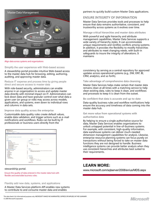 Sql server2008 r2_mds_datasheet | PDF