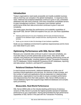 Sql server 2008 r2 performance and scale | PDF