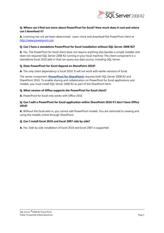 Sql server 2008 r2 power pivot fa qs