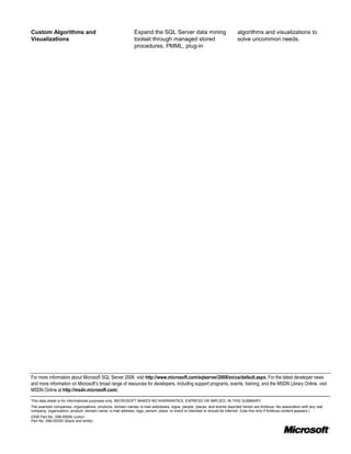 Sql server 2008 r2 predictive analysis data sheet | PDF