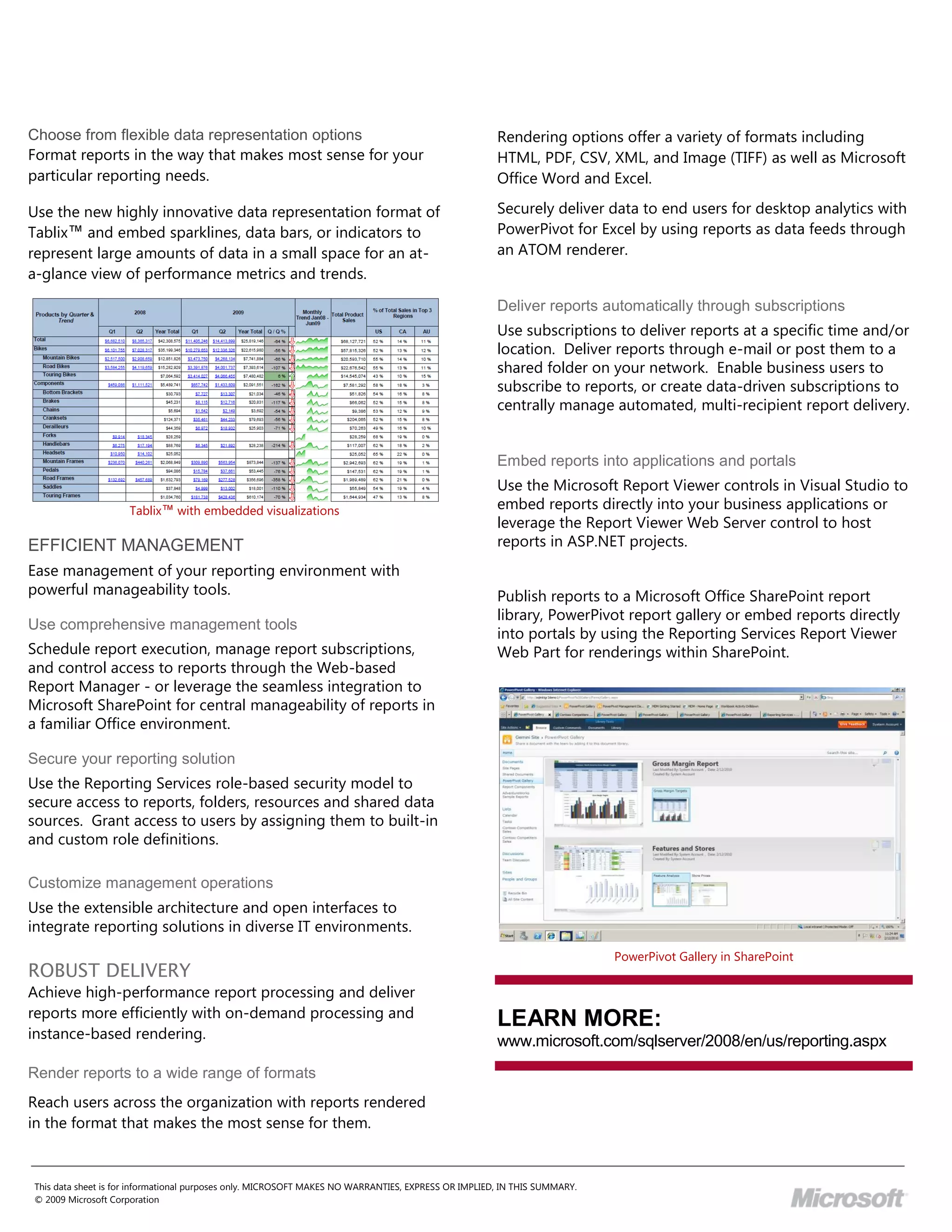 Sql server2008 r2_reporting_services_datasheet | PDF