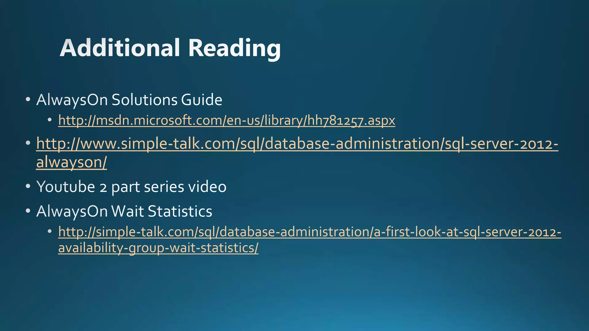 Sql server 2012 AlwaysOn | PPT