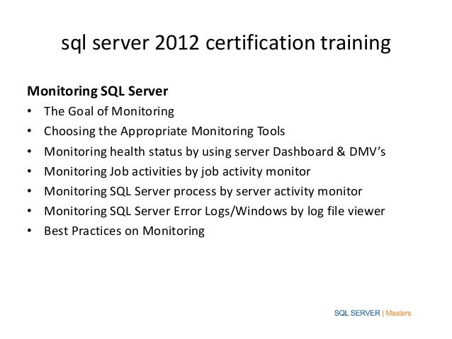 Sql Server 2012 Certification Training