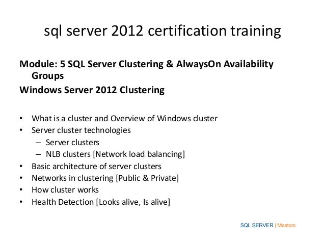 Sql server 2012 certification training
