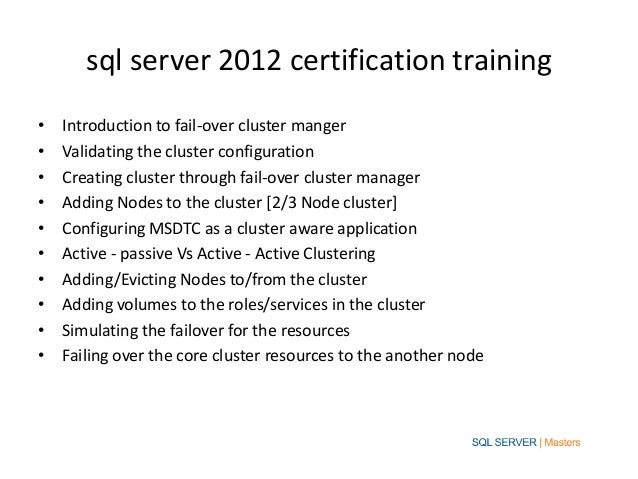 Sql server 2012 certification training