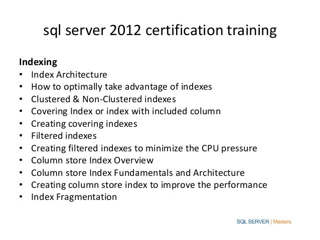 Sql server 2012 certification training