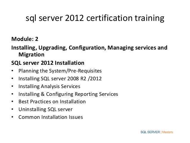 Sql server 2012 certification training