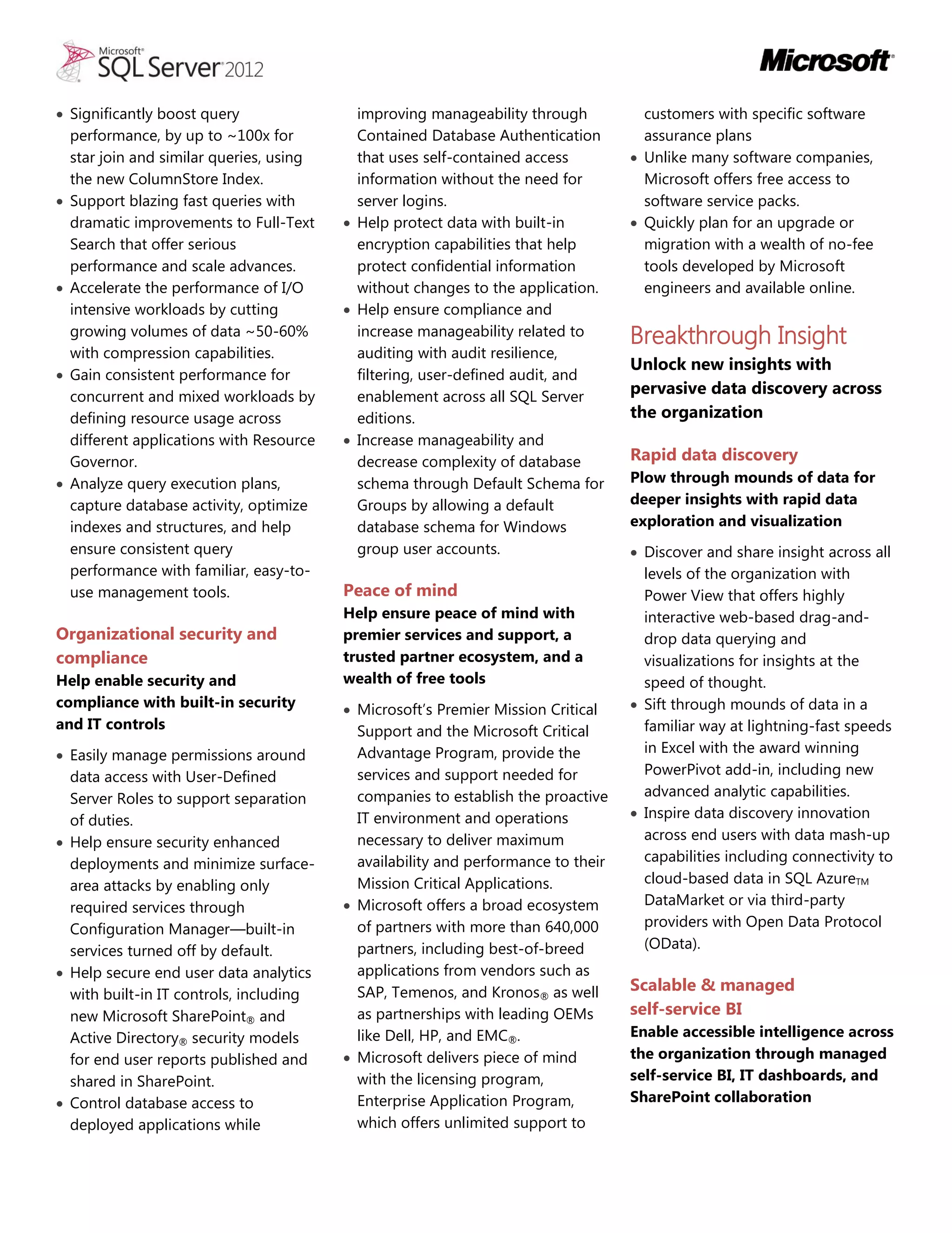 Sql Server 2012 Datasheet | PDF | Cloud Computing | Internet