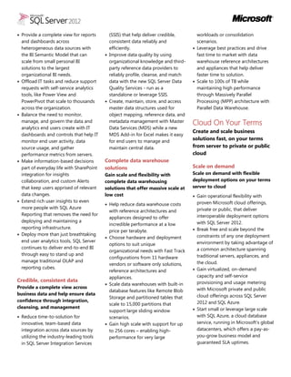 Sql Server 2012 Datasheet | PDF