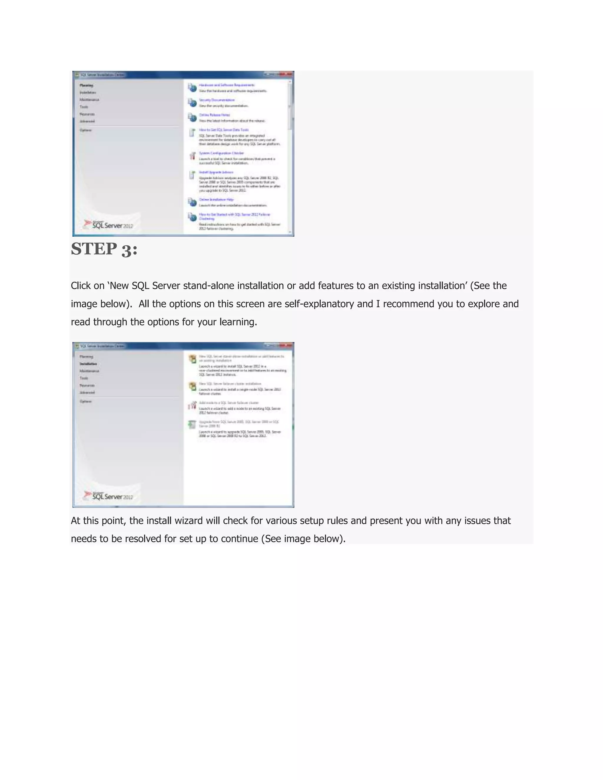 Sql Server 2012 Installation.. | DOCX