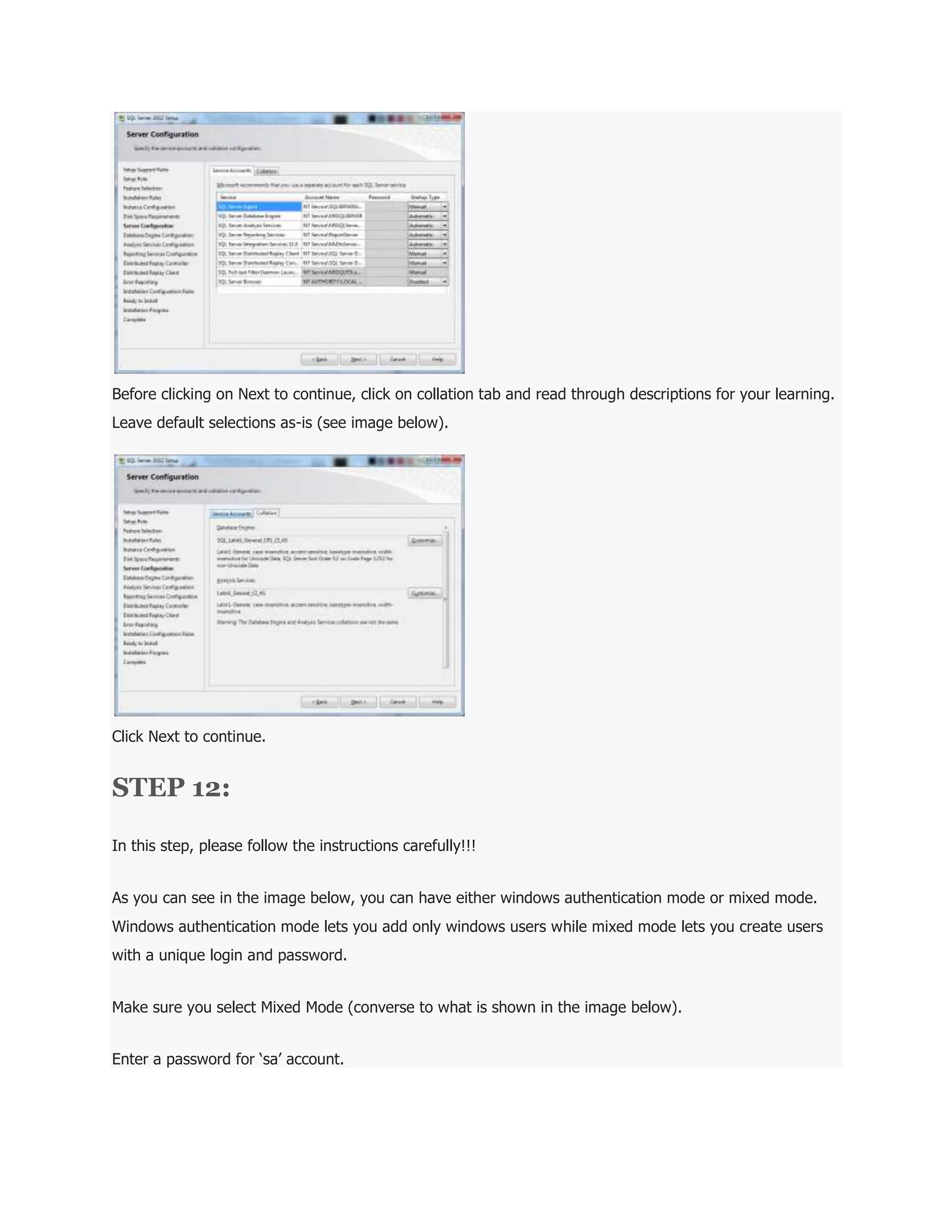 Sql Server 2012 Installation.. | DOCX